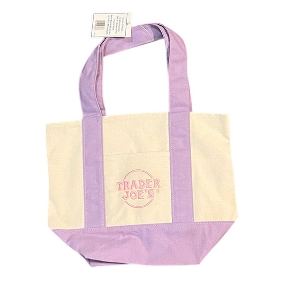 Trader Joe'S | Bags | New Trader Joes Purple And Cream Pastel Tote Bag ...